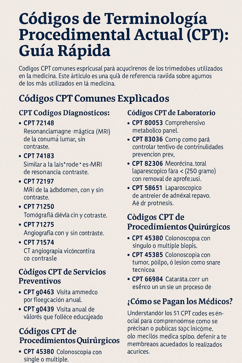 Códigos de Terminología Procedimental Actual (CPT)